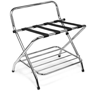 Private Label 2-Shelf High Back Chrome Luggage Rack 71058